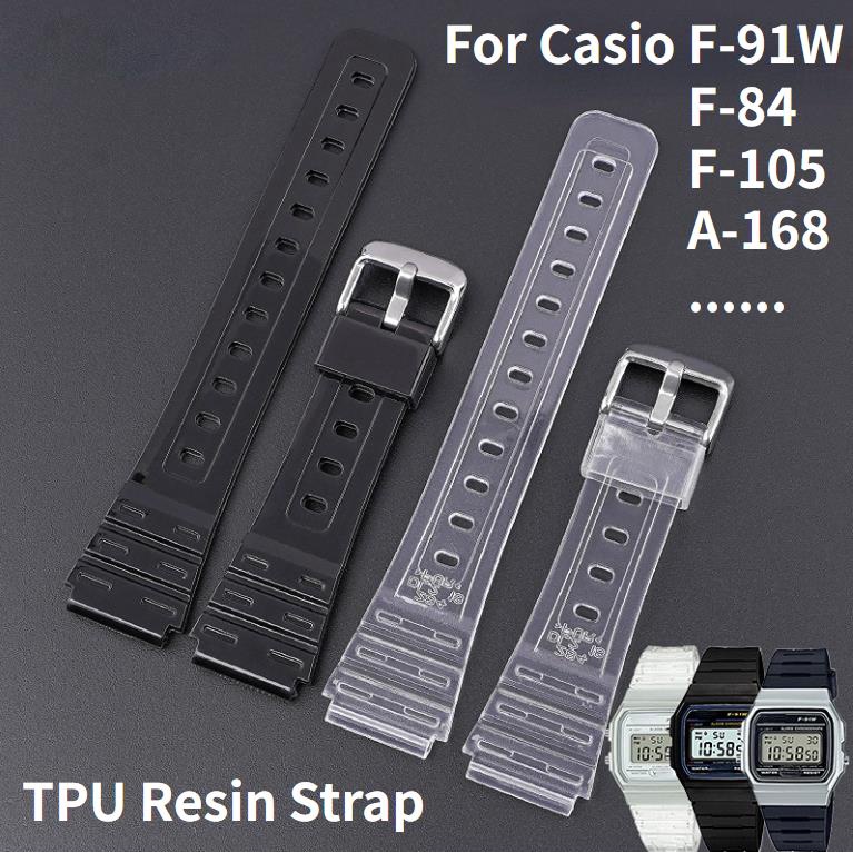 สายนาฬิกาข้อมือซิลิโคน TPU เรซิ่น กันน้ํา สําหรับ Casio F 91W F84 F105 108 A158 168 Casio AE ...