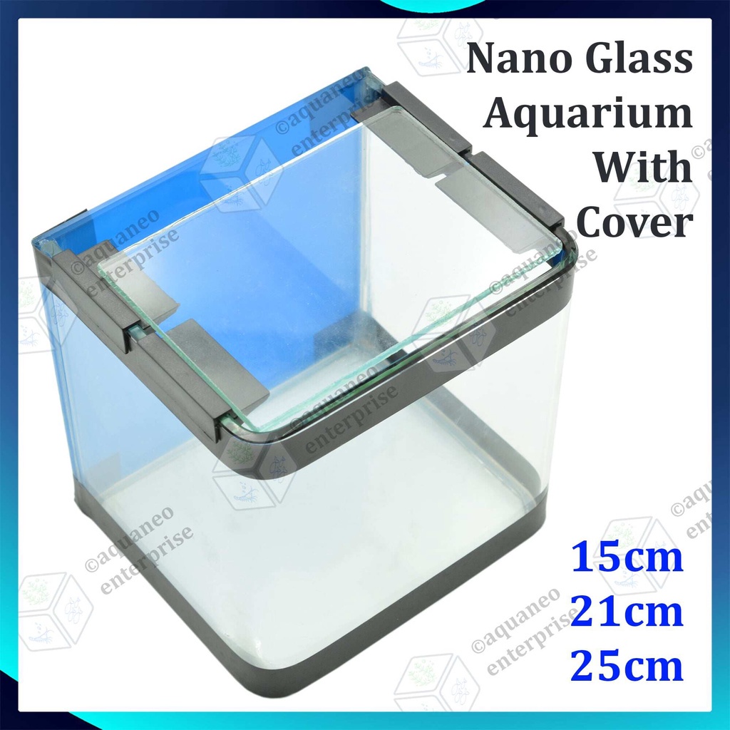 Curve Glass aquarium tank fish tank With Glass Cover ตู้นาโน ตู้ปลา ตู้ ...