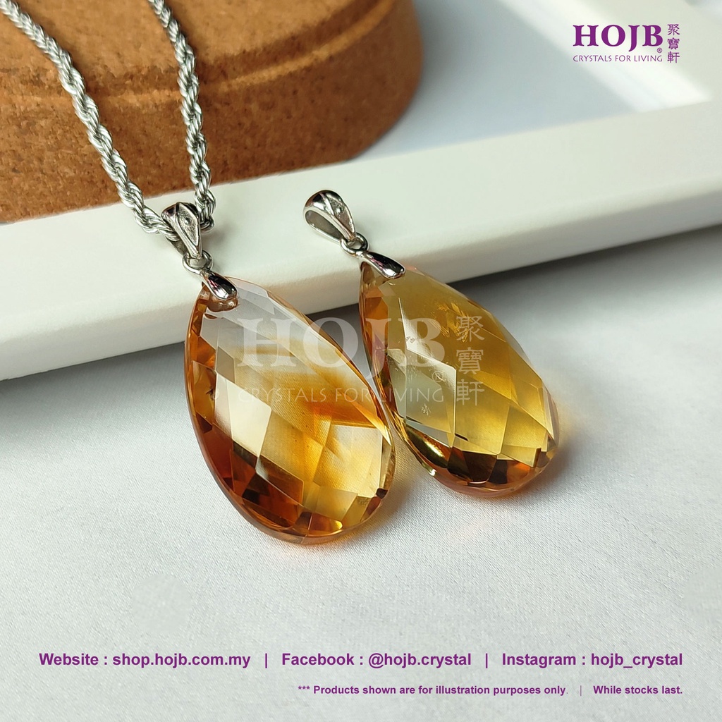 Hojb ธรรมชาติบราซิล Citrine 5A Faceted Pear S925 จี้ 20x31 มม.สายเป่าธรรมชาติ巴สเปนคริสตัลรูป 5A ...