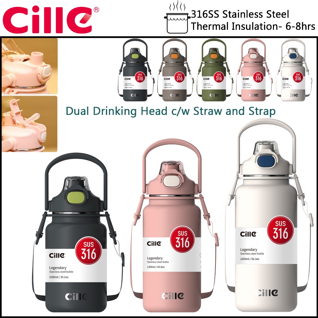 Cille Cille ขวดน้ําสุญญากาศ สเตนเลส 1 ลิตร 1.3 ลิตร 1.6 ลิตร 316SS ...