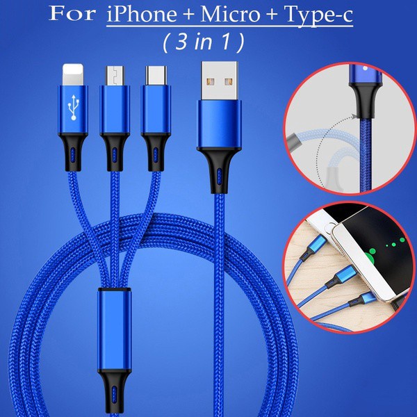 【พร้อมส่ง】ของแท้ 3 IN 1 สายชาร์จ USB Type C ชาร์จเร็ว สําหรับ iPhone 8 ...