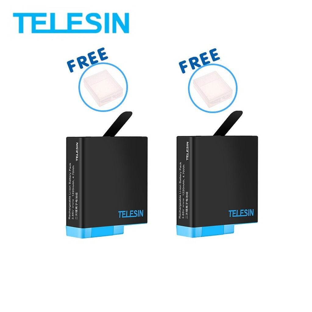 GoPro 8 / 7 / 6 / 5 Telesin Battery x 2 ฟรีกล่องแบต รับประกัน 1 ปี ...