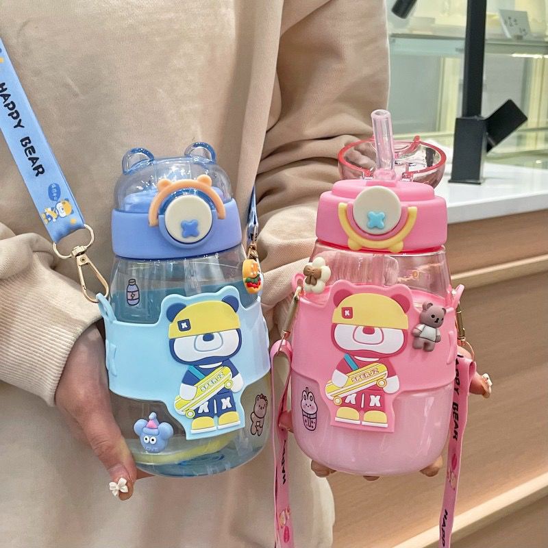 R-700ml มาใหม่กระติกน้ำทรงกระต่าย 700ML พกพาสะดวกมีสายสะพาย กระน้ำสำหรับเด็ก ฟรีสติ๊กเกอร์ 3D ...