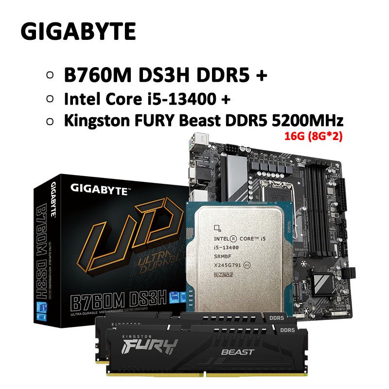 ใหม่ แรม CPU Intel Core i5 13400 GIGABYTE B760M DS3H DDR5 Kingston FURY ...