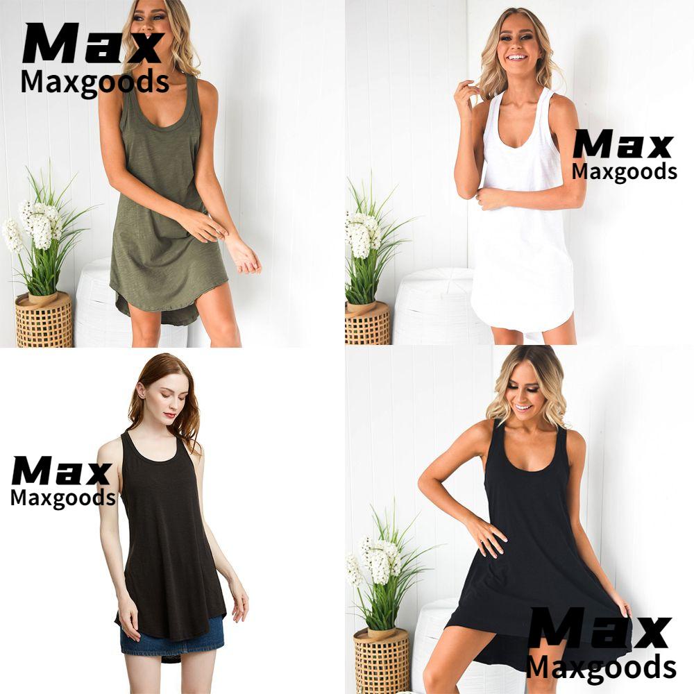 MAXG ชุดเสื้อแขนกุด กระโปรงสั้น สีพื้น แบบสวม เหมาะกับใส่ในบ้าน | Shopee Thailand