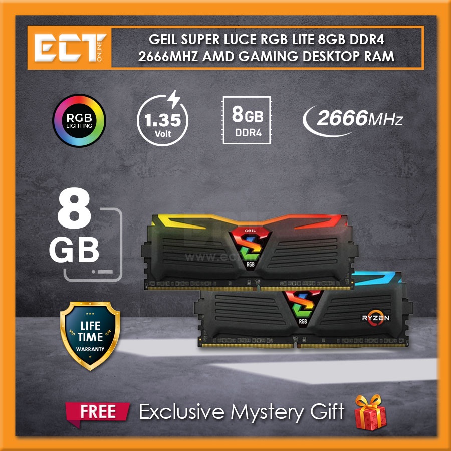 Geil Super Luce RGB Lite แรมเกมมิ่งตั้งโต๊ะ 8GB DDR4 2666MHz AMD (PC4 ...