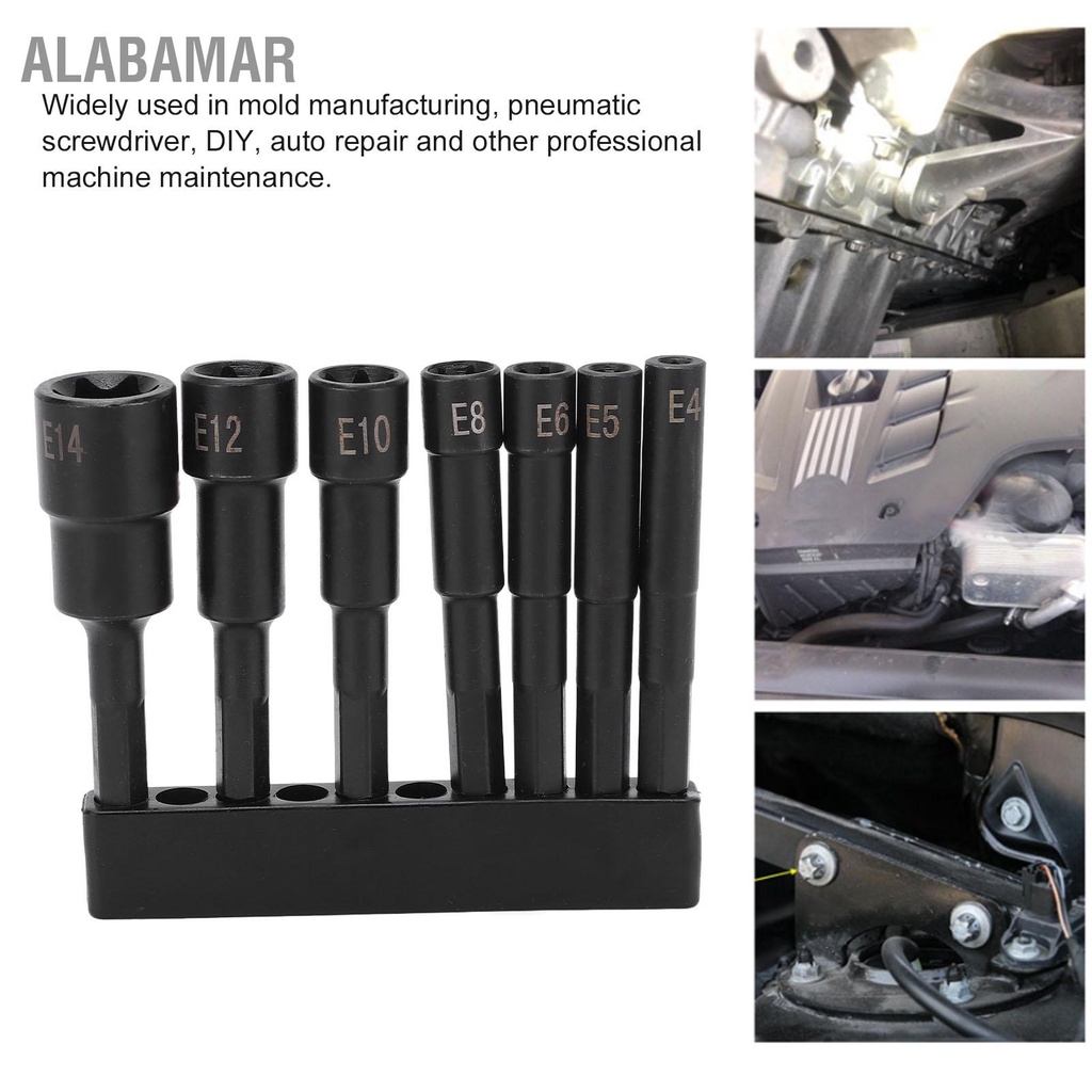 ALABAMAR 7 ชิ้น/เซ็ตหัวจับดอกบ๊วยหกเหลี่ยม 1/4 นิ้ว Dia E4 E5 E6 E8 E10 E12 E14 CR-V ประแจขันสก ...