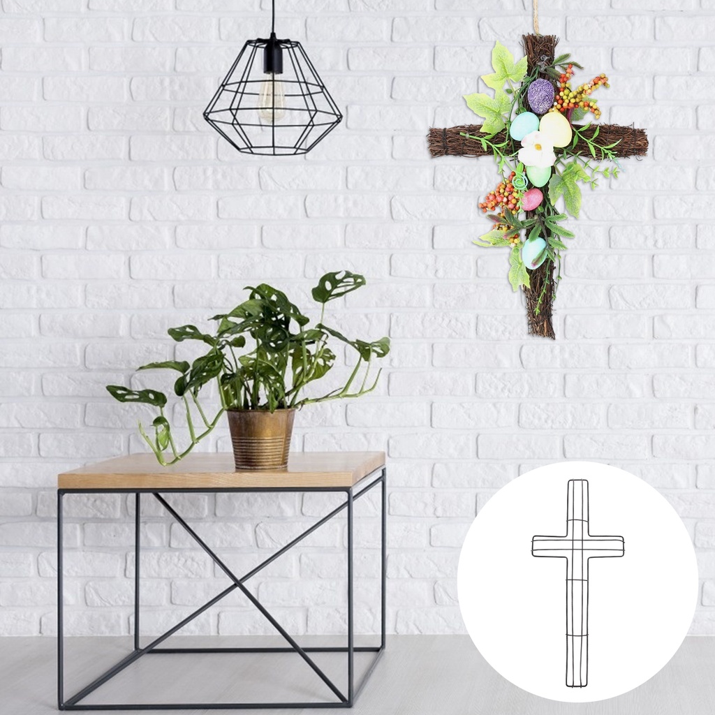 Botanical Decor Church Wreath Form Cross Shaped Wire Frame | Shopee ...