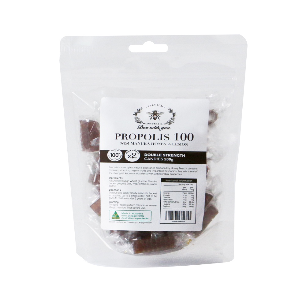 [BEEWITHYOU] manuka honey propolis candy Double Strength 200g | Shopee ...
