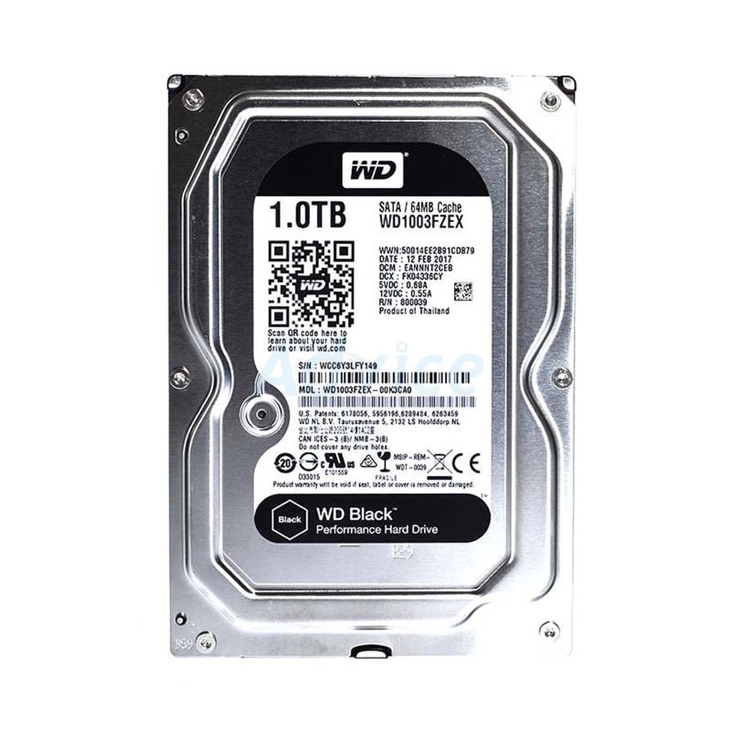 1 TB HDD WD BLACK (7200RPM, 64MB, SATA-3, WD1003FZEX) | Shopee Thailand