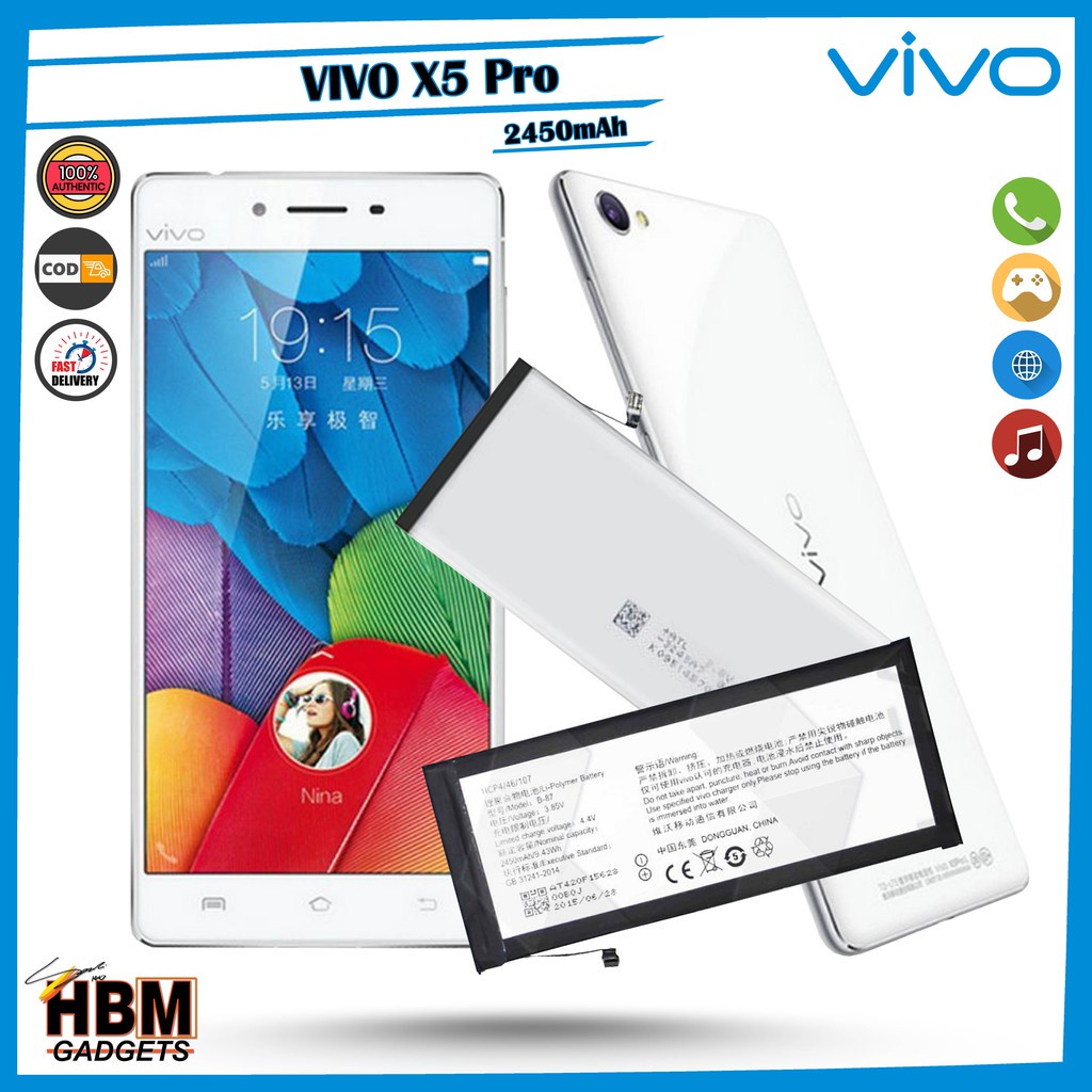 VIVO X5 Pro Battery | Model: B-87 Battery Manufacture 2450mAh | Shopee ...