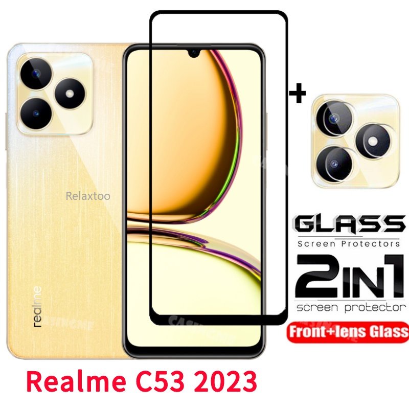 2in1 Full CoverกระจกนิรภัยสําหรับRealme C63 C53 C51 C 53 51 63 NFC ...