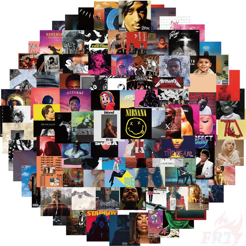 100Pcs/Set ♬ Music Album Cover Series 01 Mixed Stickers DIY Waterproof ...