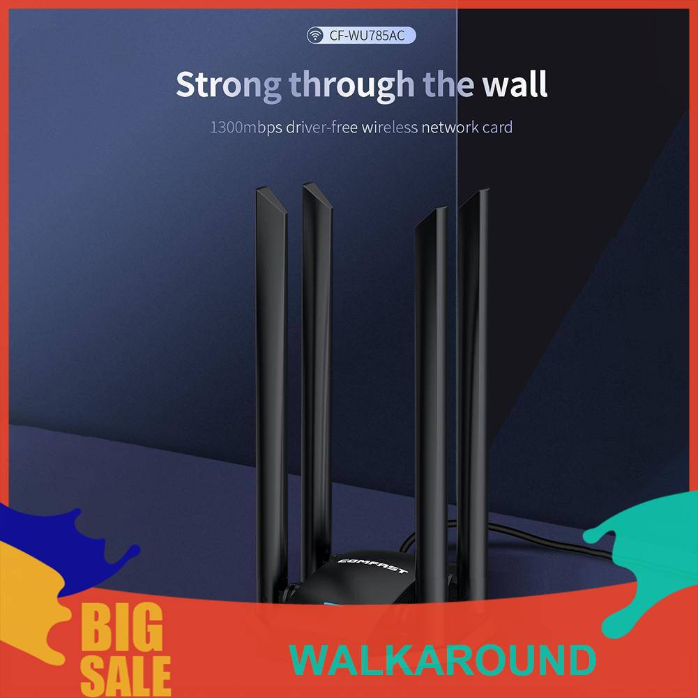 Comfast CF-WU785AC 1300M อะแดปเตอร์รับสัญญาณไวไฟ USB 3.0 4 เสาอากาศ ...