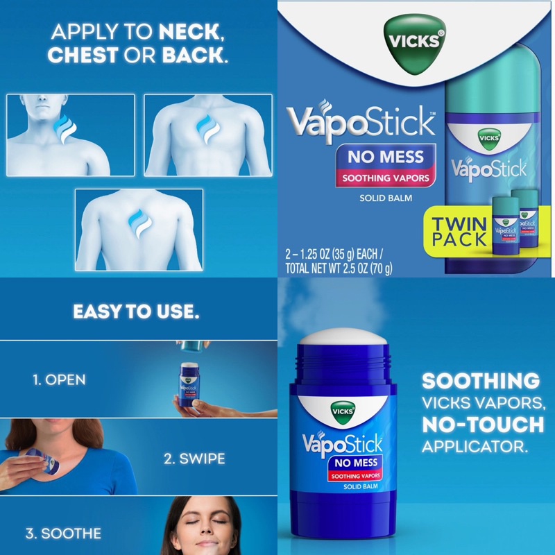Vicks stick VapoRub, 1.25oz วิกส์แบบแท่ง made in usa ของแท้💯 | Shopee ...