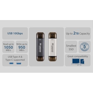 Transcend External SSD Smallest 512GB 1TB 2TB ( ESD310 ) USB A and Type ...