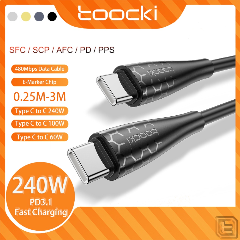 Toocki สายชาร์จเร็ว 240W 100W Type C เป็น Type C PD3.1 USB C สําหรับแล็ปท็อป แท็บเล็ต โทรศัพท์ ...