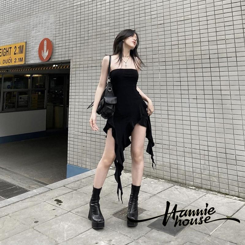 Hannie- ชุดเดรสเปิดไหล่ แต่งระบาย เปิดหลัง ทรงไม่สมมาตร แฟชั่นฤดูร้อน ...