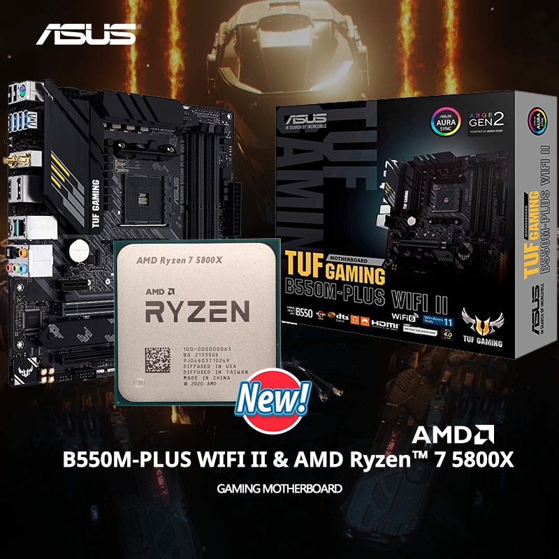 ใหม่ เมนบอร์ด AMD Ryzen 7 5800x R7 5800x Asus TUF Amin b550m plus (Wi ...