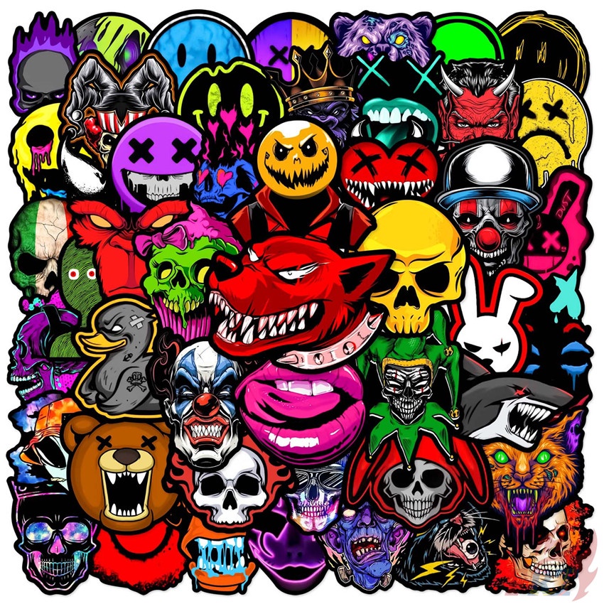 HipHop Funny Horror Face Series 02 Stickers 50Pcs/Set Waterproof DIY ...