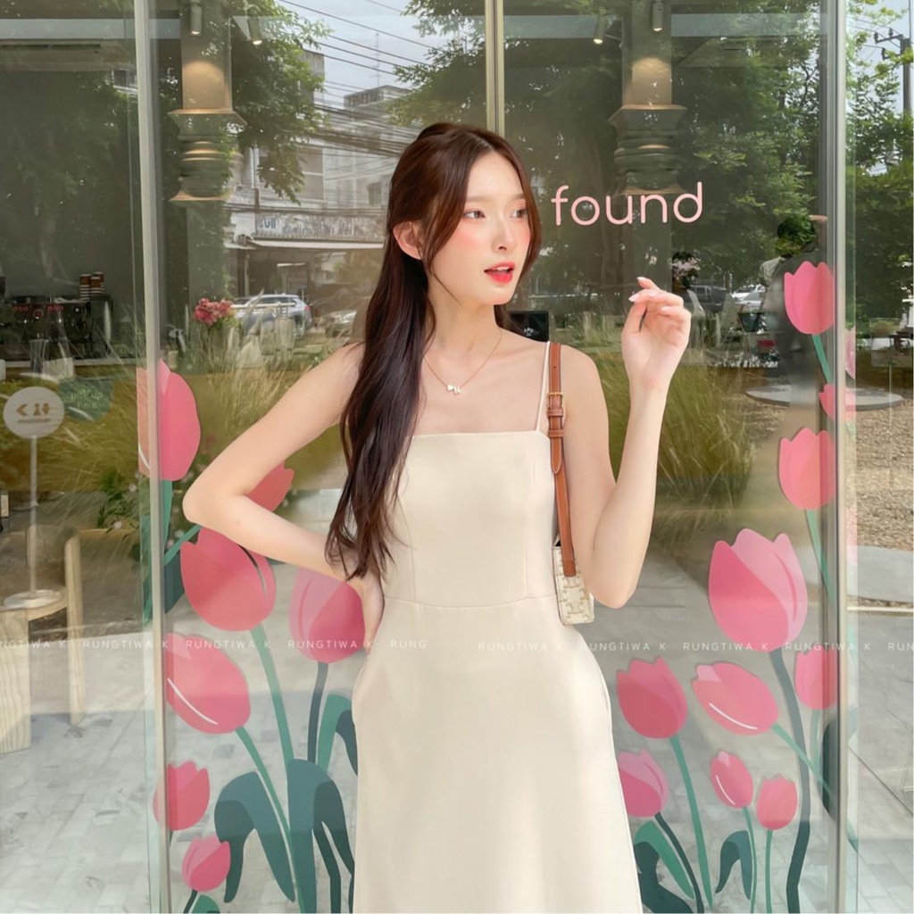 🥖‘Marindy Dress’ - เดรสสายเดี่ยว กระโปรงบาน เดรสสายเดี่ยวกระโปรงยาว ชุด ...