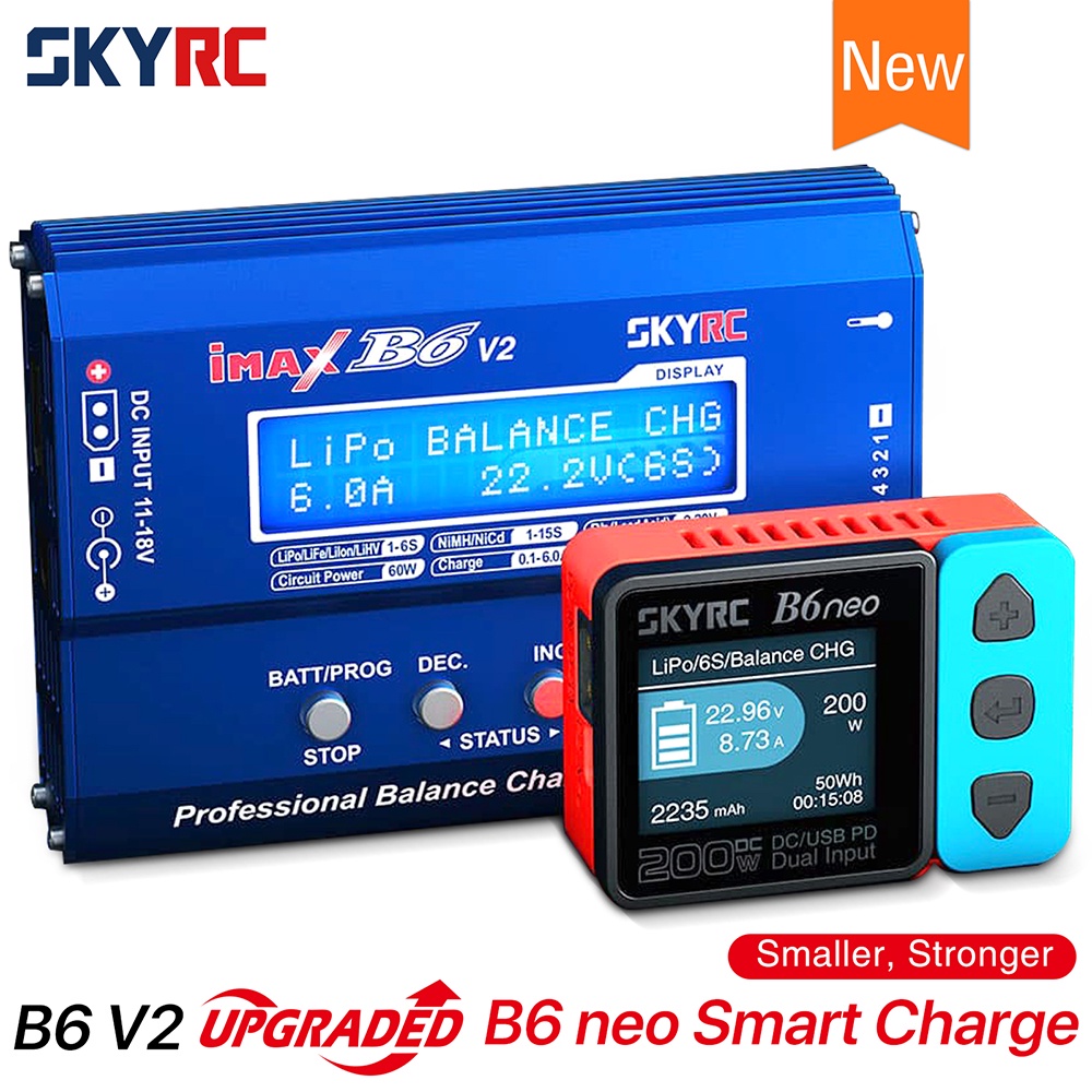 【สินค้าใหม่】SkyRC B6 neo อุปกรณ์ที่ชาร์จแบตเตอรี่ DC 200W PD 80W LiPo SK-100198 เครื่องชาร์จ 6S ...