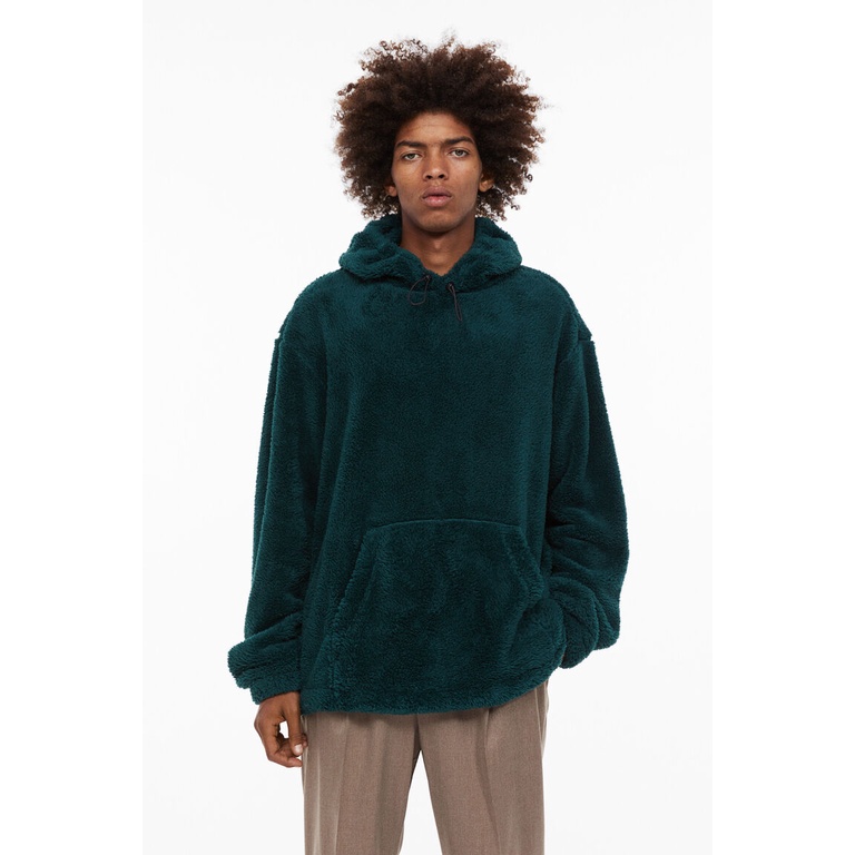 H&M Man Relaxed Fit Pile hoodie 1010210_1 | Shopee Thailand