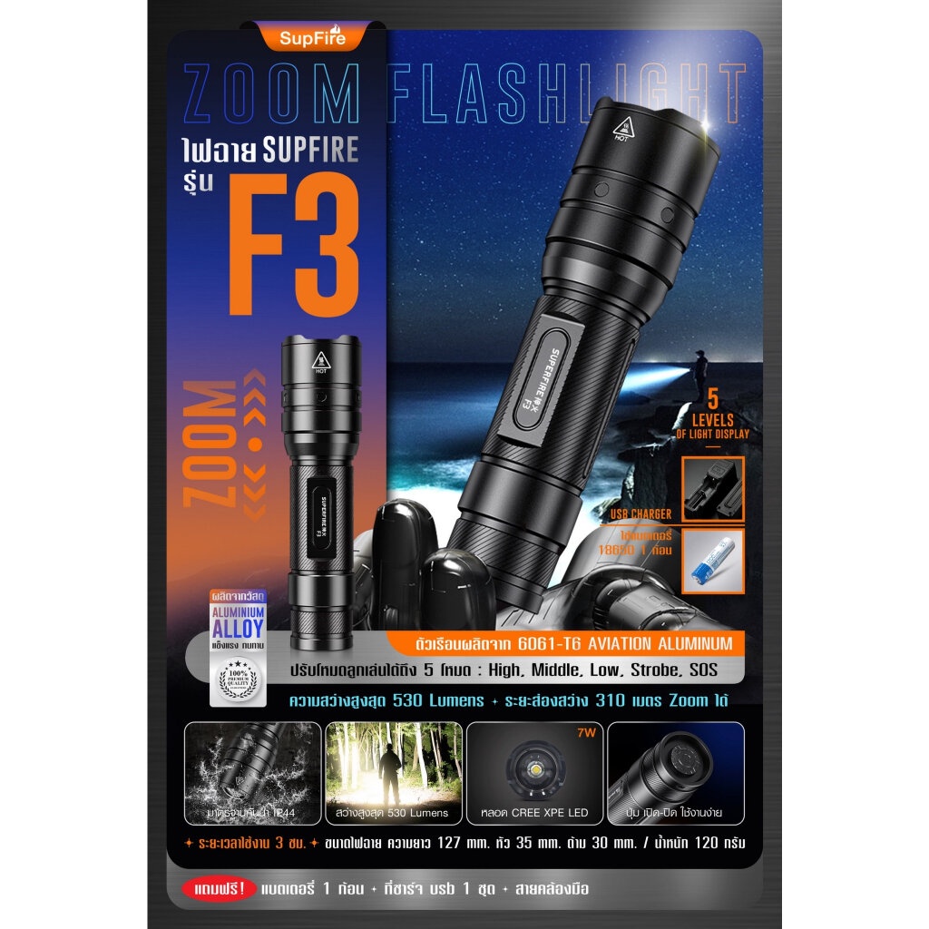 DC677 ไฟฉาย Supfire รุ่น F3 | Shopee Thailand