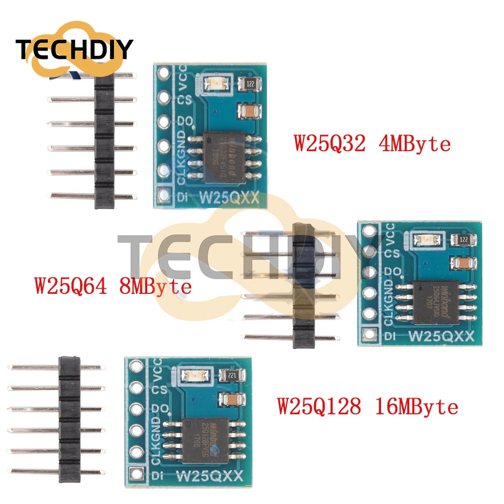 โมดูลหน่วยความจําแฟลช W25Q32 W25Q64 W25Q128 4M-16MByte SPI อินเตอร์เฟซ ...