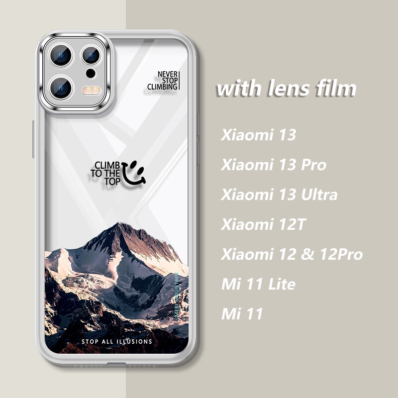 เคส Xiaomi 13T 13Pro Case 13Ultra Mi 12T โทรศัพท์มือถือแบบใส ลายภูเขา พร้อมฟิล์มกันรอยเลนส์กล้อง ...