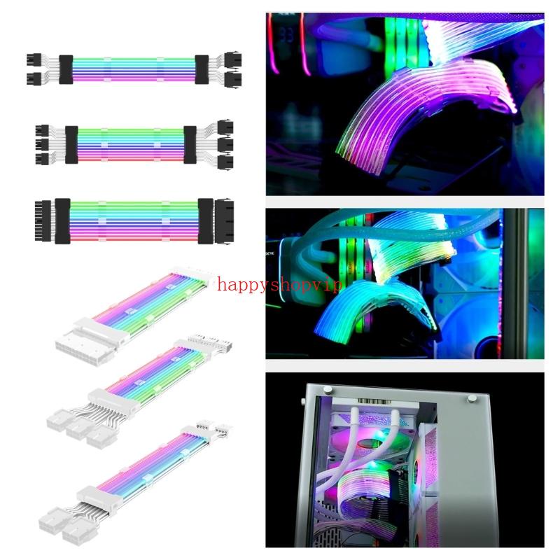 Hsv เคส PC - สายเคเบิลต่อขยาย PSU RGB 24Pin PCI-E GPU 8PinX2 8PinX3 สาย ...