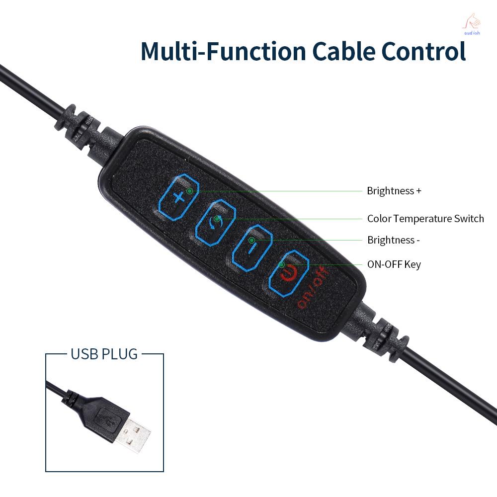 โคมไฟเซลฟี่ LED 8 นิ้ว พร้อมขาตั้งกล้อง ปลั๊ก USB แบบเปลี่ยน สําหรับ ...