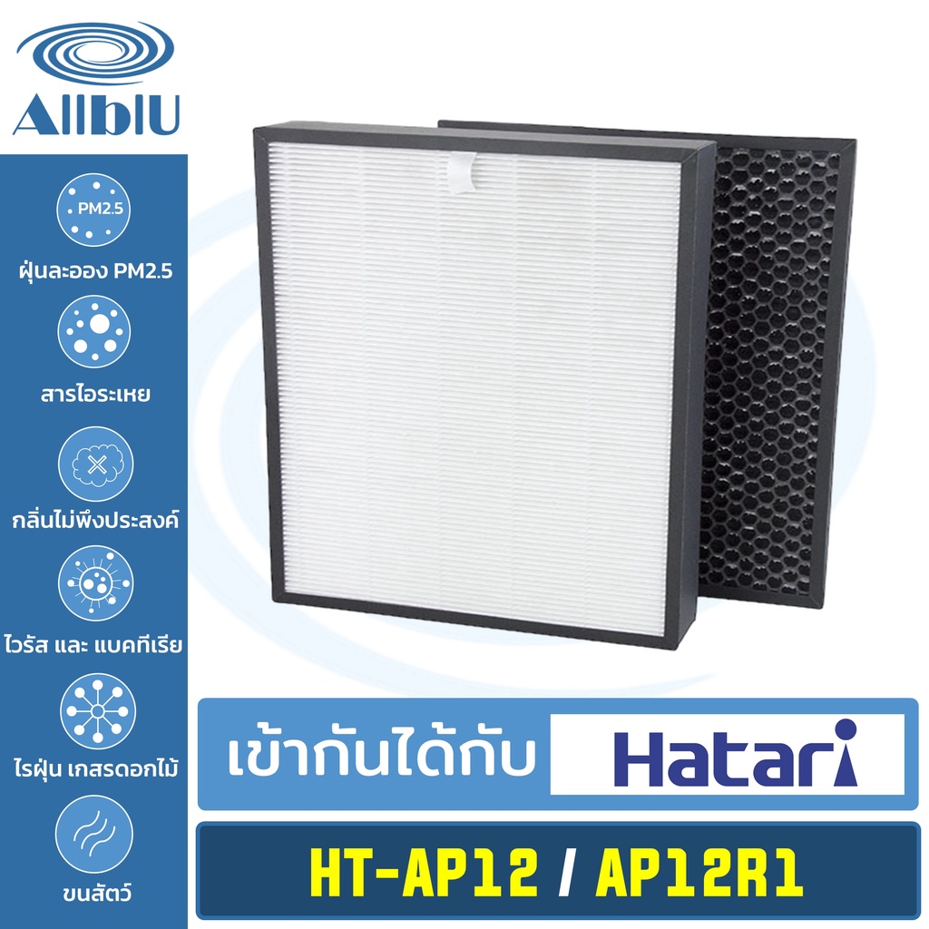 AllblU Filter ไส้กรองทดแทน เครื่องฟอกอากาศ Hatari รุ่น HT-AP12 AP12R1 ...