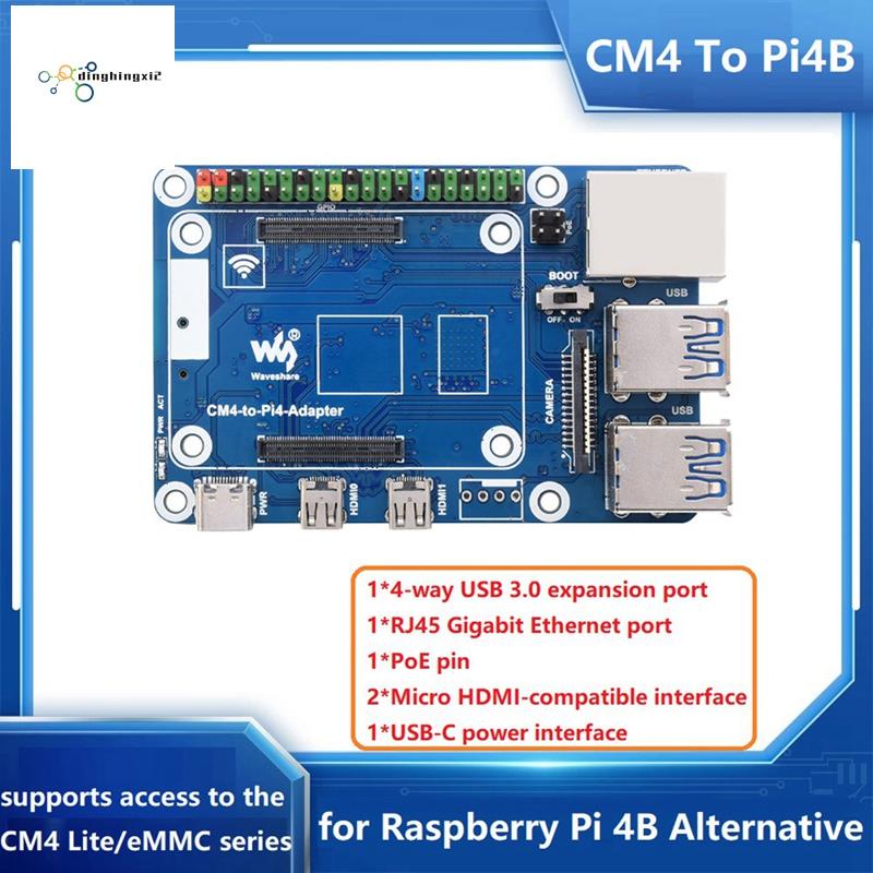 Waveshare บอร์ดขยาย CM4 เป็น Pi4B 4 ทาง USB3.0 +RJ45 Gigabit Ethernet Port CM4 เป็น Pi4 สําหรับ ...