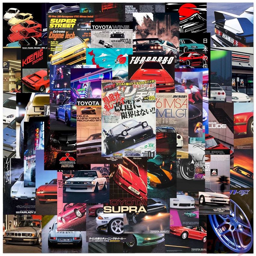 Super Street: Racer . JDM Car Poster Series 01 Stickers 50Pcs/Set ...