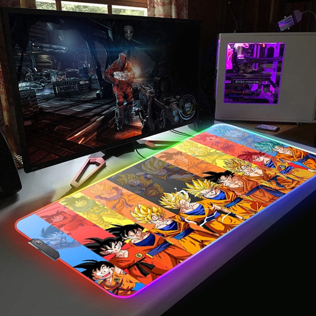 Goku แผ่นรองเมาส์เล่นเกม RGB มีไฟแบ็คไลท์ LED ขนาดใหญ่ เรืองแสง หลากสี ...