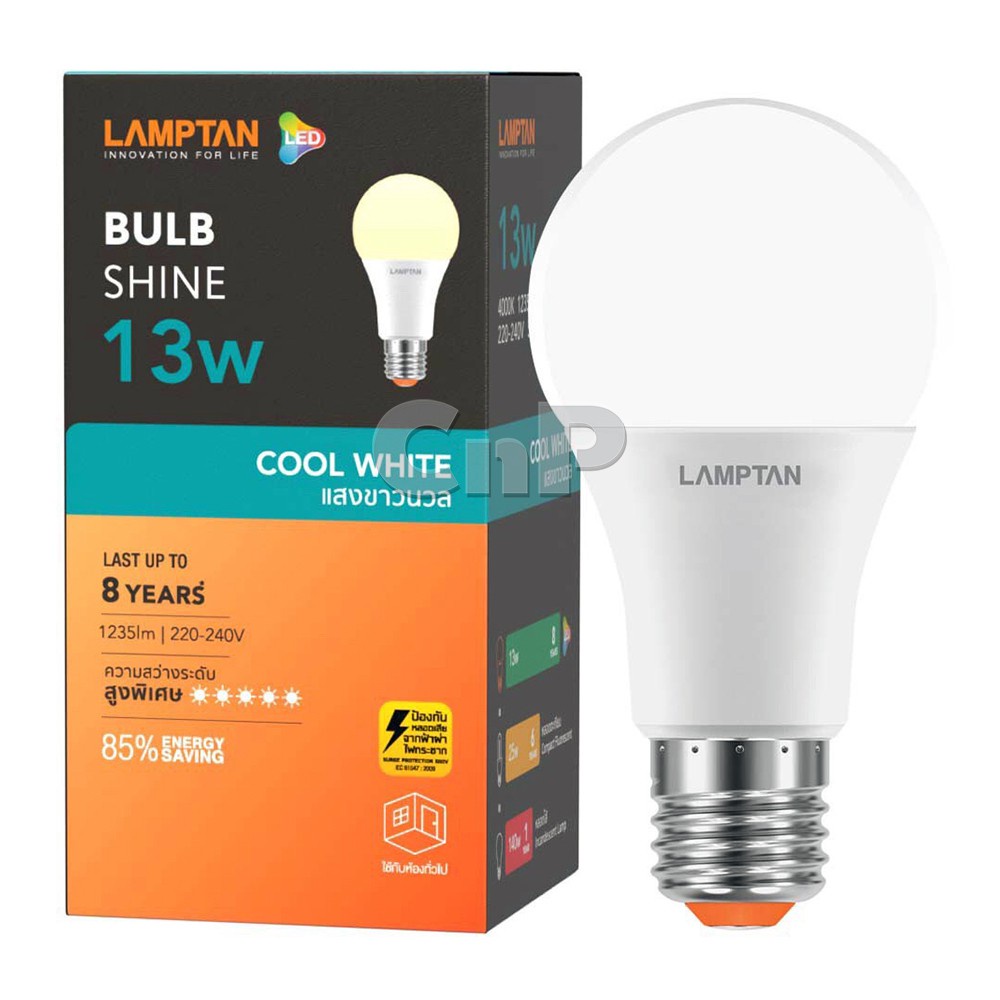 อุปกรณ์หลอดไฟ LAMPTAN หลอดไฟ LED Bulb 13W แลมป์ตั้น รุ่น SHINE แสงขาว ...