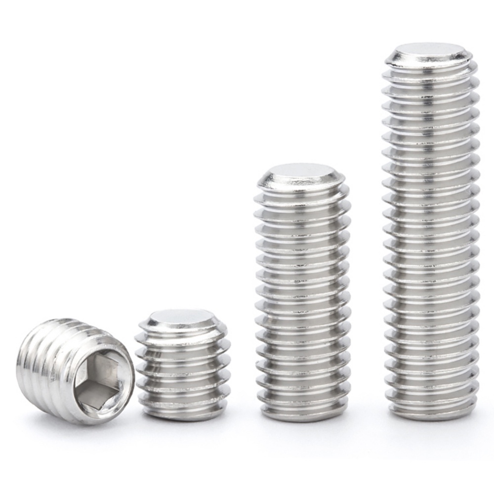 สกรู ตัวหนอน หกเหลี่ยม ประเภทแบน สแตนเลส 304 เกลียวมิล หยาบ/Hex Socket Set Screw M2 M3 M4 M5【YHL ...