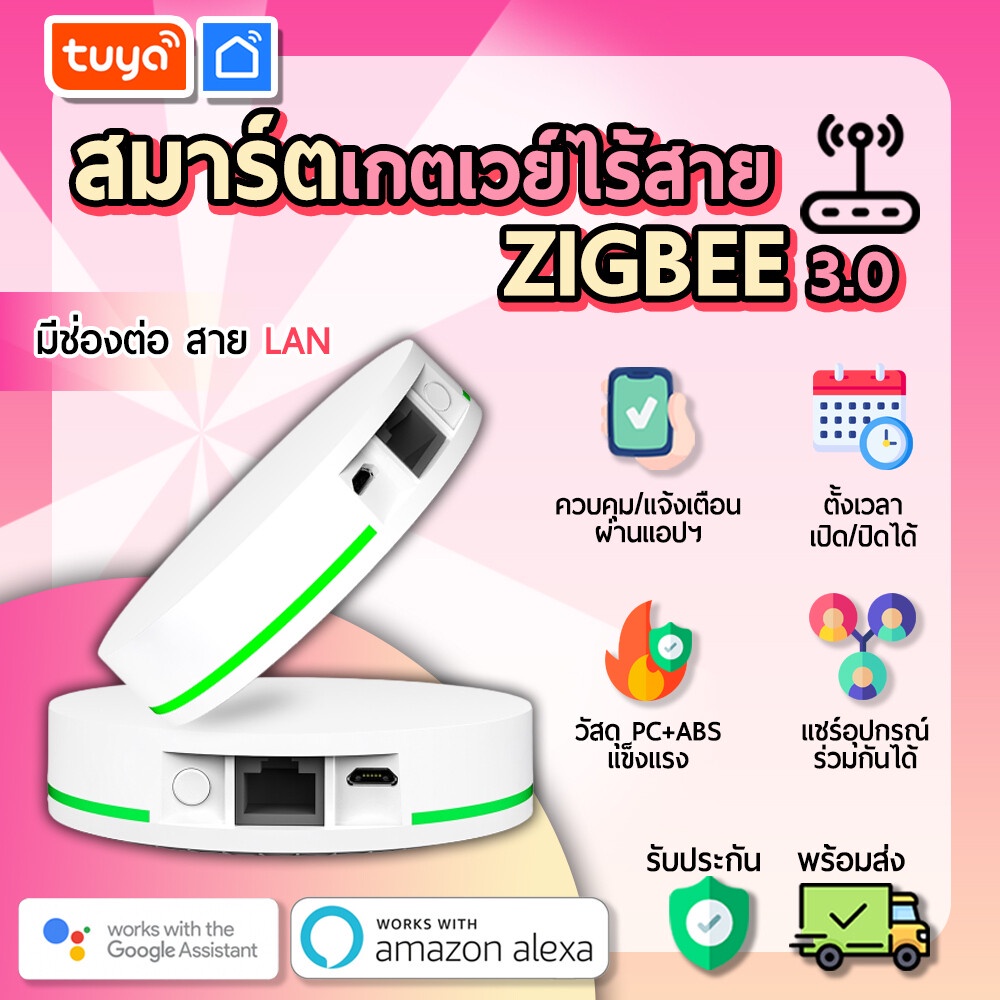 tuya เกตเวย์ Zigbee แบบมีช่องต่อสาย LAN ทรงกลม WIFI ZGW03 | Shopee Thailand