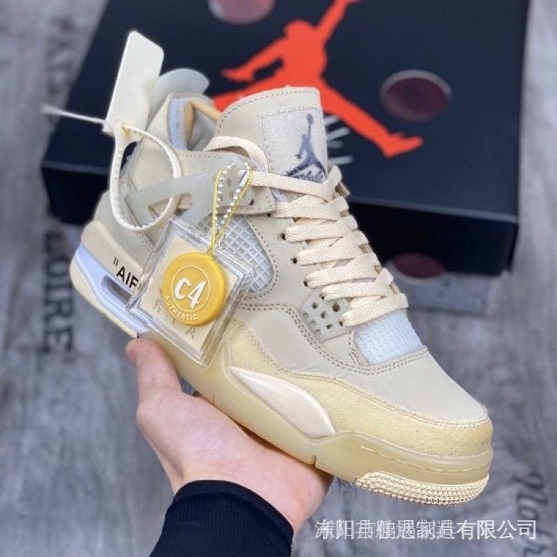 Off WHITE 4 สี OFF WHITE x OFF Air Jordan 4 AJ4 Sail รองเท้าผู้ชาย ...