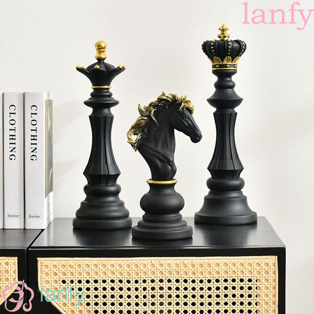 LANFY Chess Figurine Retro International King Knight Queen Chess Statue ...