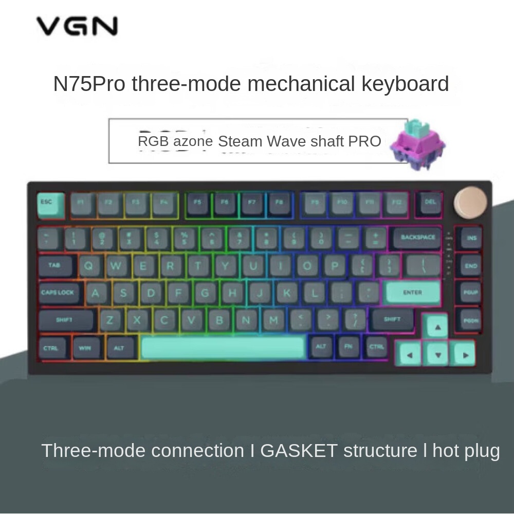 Vgn N75 pro คีย์บอร์ดไร้สาย มีไฟแบ็คไลท์ RGB | Shopee Thailand