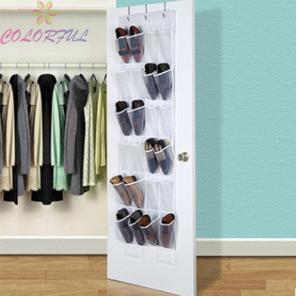 【COLORFUL】24 Pockets Hanging Shoe Organiser Rack Hanger Cabinet Storage ...