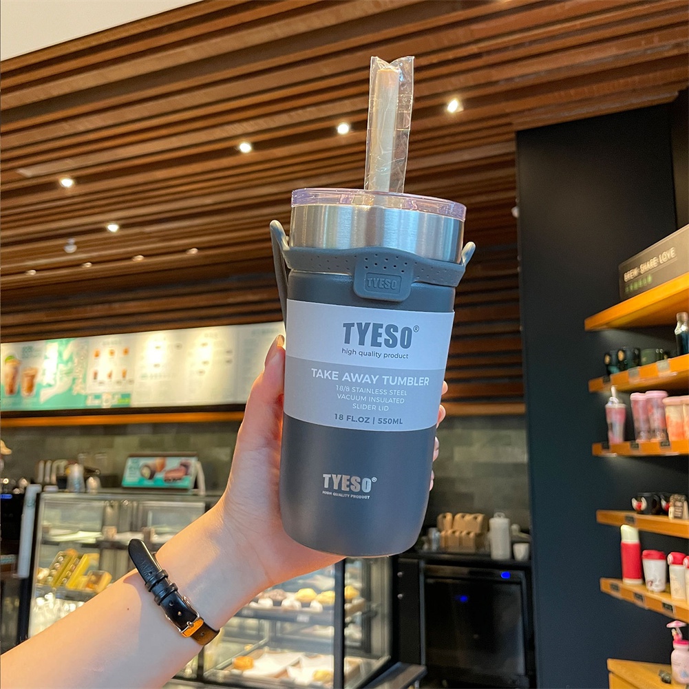 TYESO Tumbler สแตนเลสหุ้มฉนวนสูญญากาศแก้วกาแฟขวดน้ำ Handle 550ML 710ML | Shopee Thailand