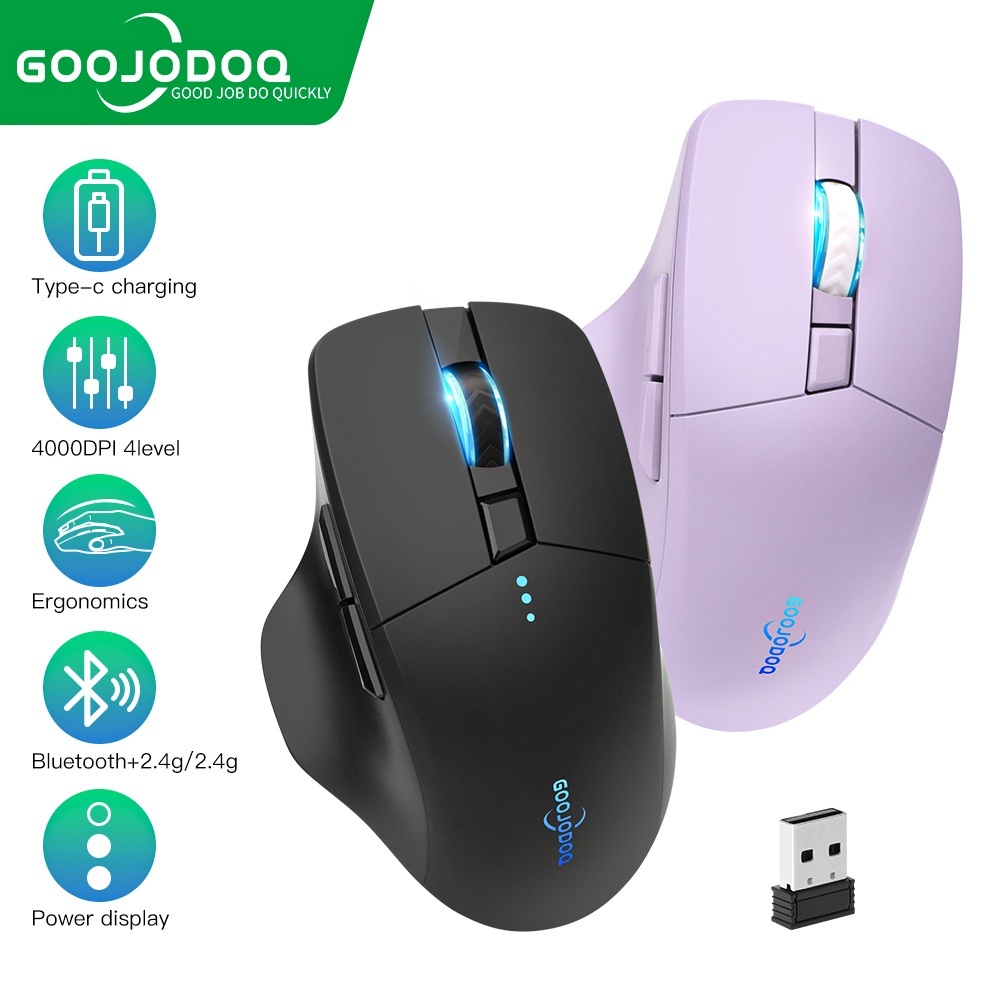 GOOJODOQ Bluetooth 2.4G 4000 DPI เมาส์ไร้สายสำหรับแล็ปท็อปบลูทูธชาร์จ ...
