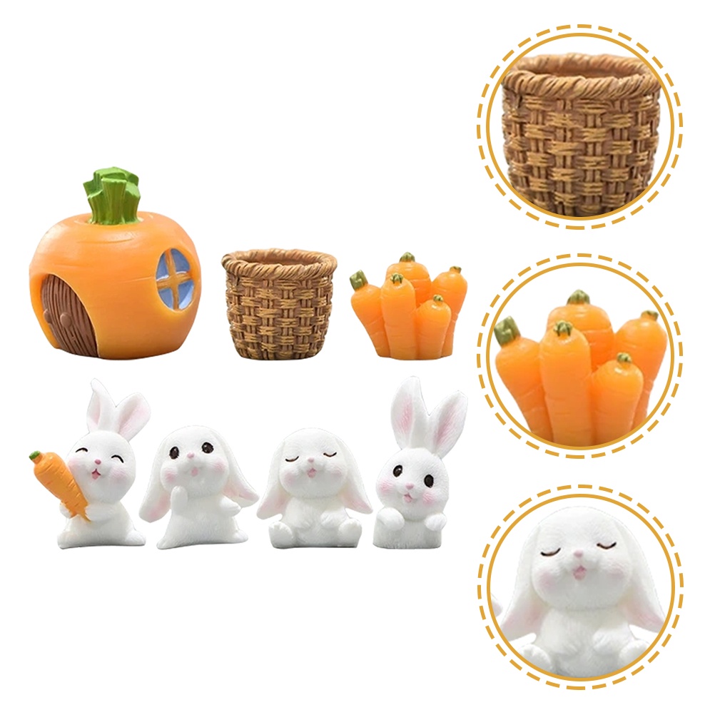 Rabbit Bunny Figurine Figurines Easter Miniature Decor Micro Figures ...