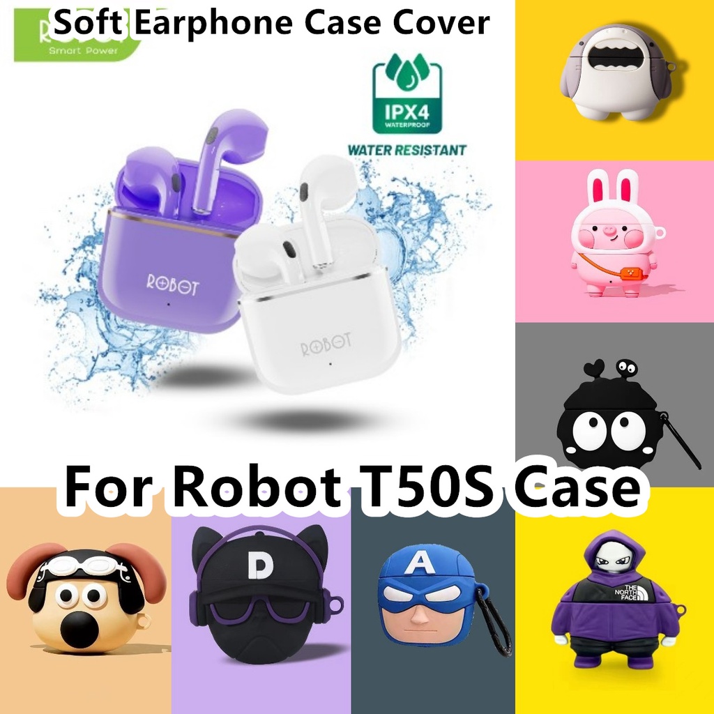 【imamura】เคสหูฟัง แบบนิ่ม ลายการ์ตูนหุ่นยนต์ สีแดง สําหรับ Robot T50S ...