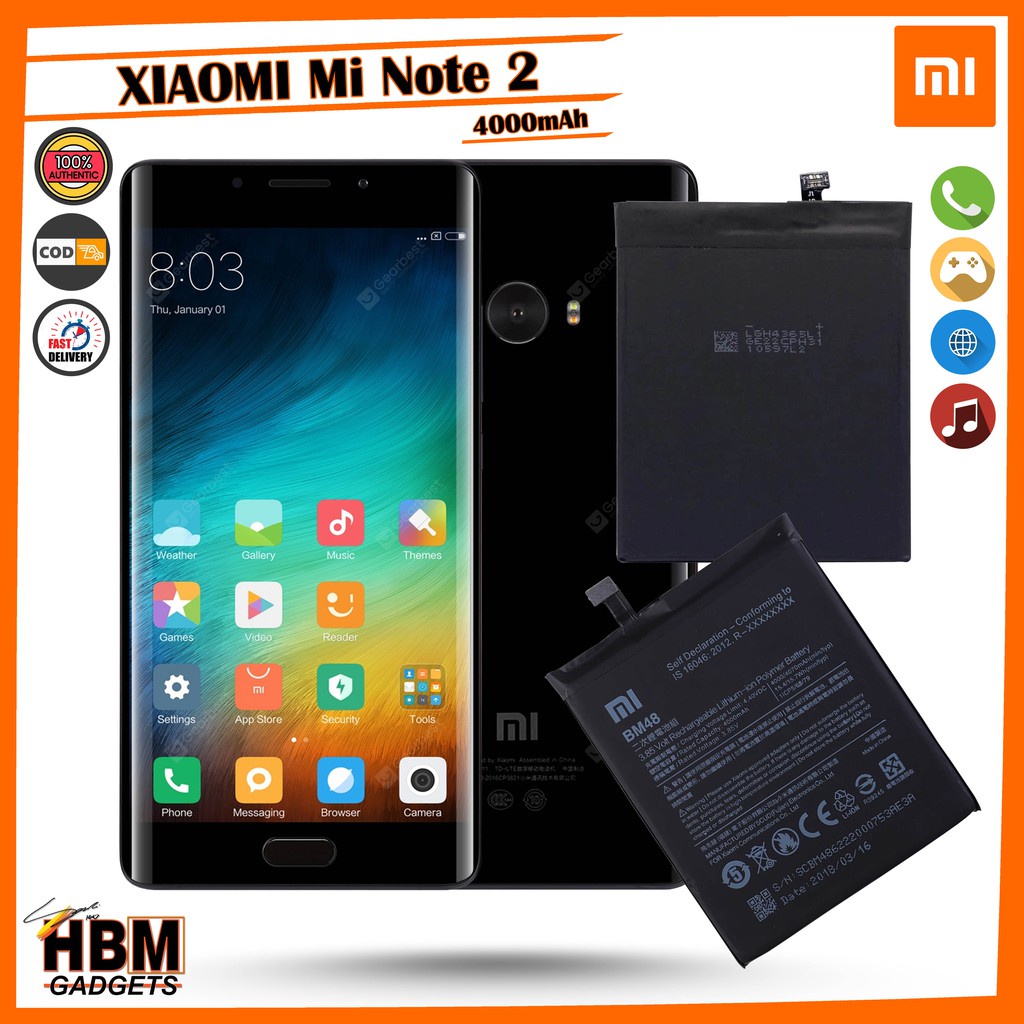 XIAOMI Mi Note 2 Battery | Model: BM48 Battery Manufacture 4000mAh ...