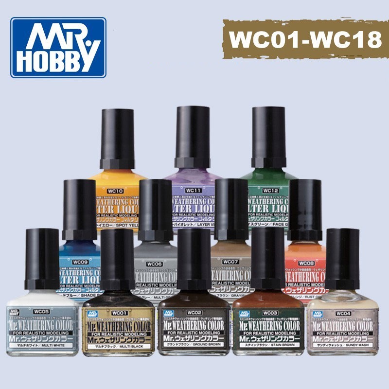 Mr.Hobby WC01-WC18 40ml Weathering Color Paint Thinner Panel Line Ink ...