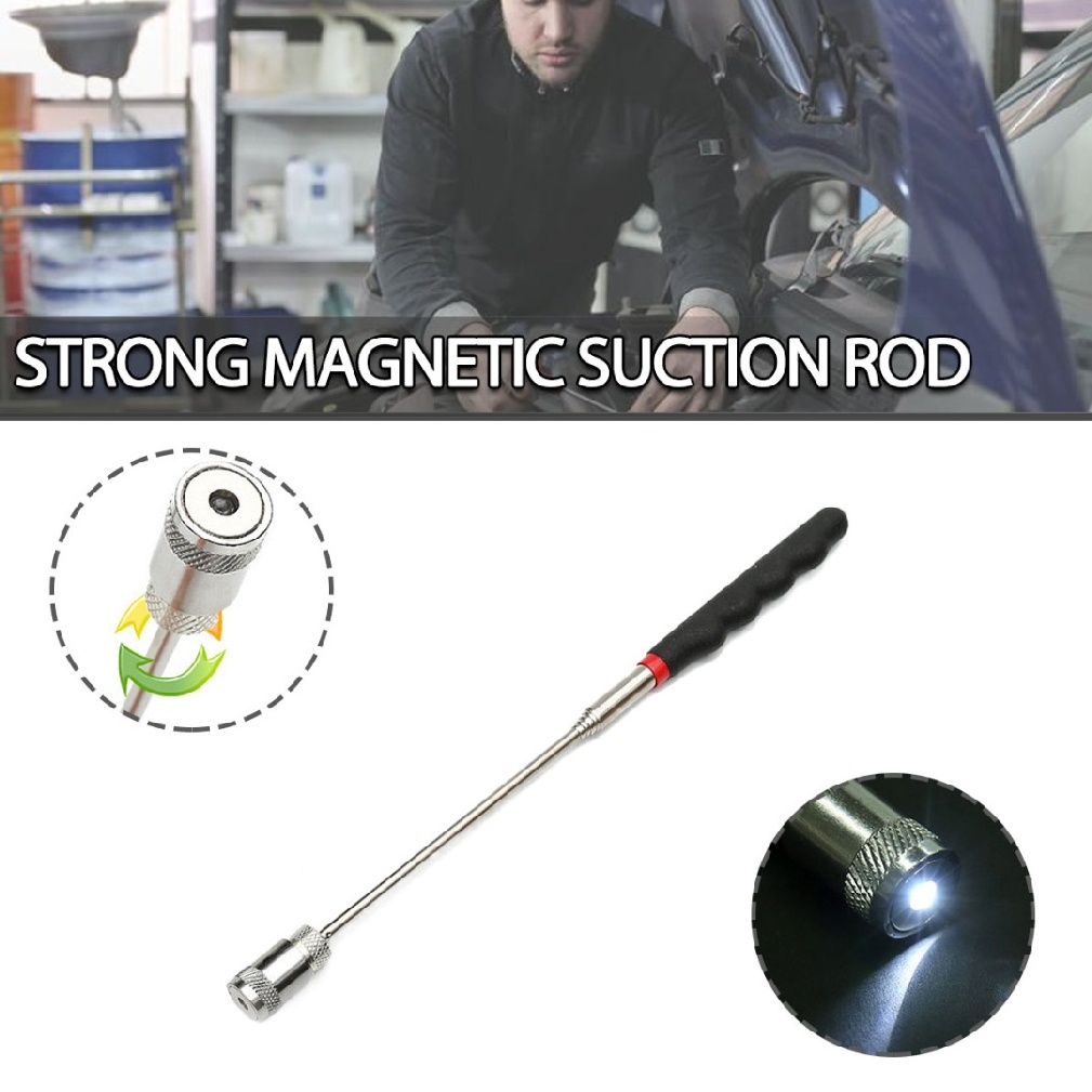 LED Light Retractable Magnetic Pickup Tool Telescoping Rod Handle ...